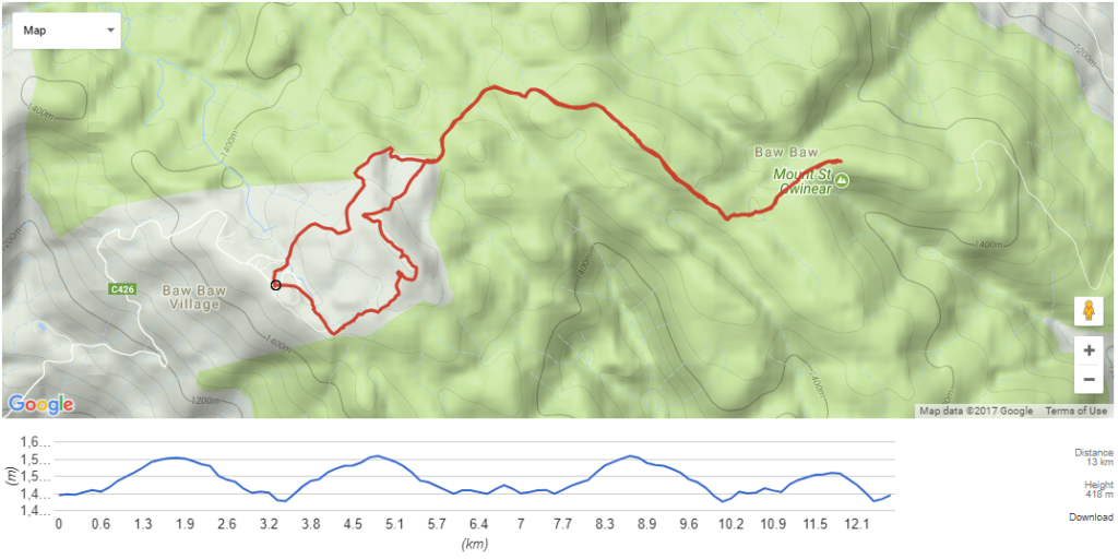 Trail running at Mt Baw Baw