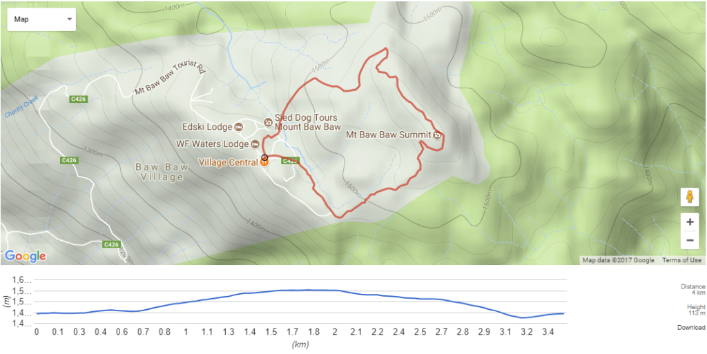 Trail running at Mt Baw Baw